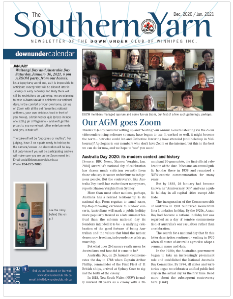 Yarn Dec 2020 /Jan 2021 | Down Under Club of Winnipeg